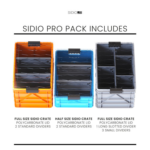 SIDIO Corp. Sidio Crate Pro Pack - Two Full Size And One Half Size Sidiocrate, Stackable Outdoor ...